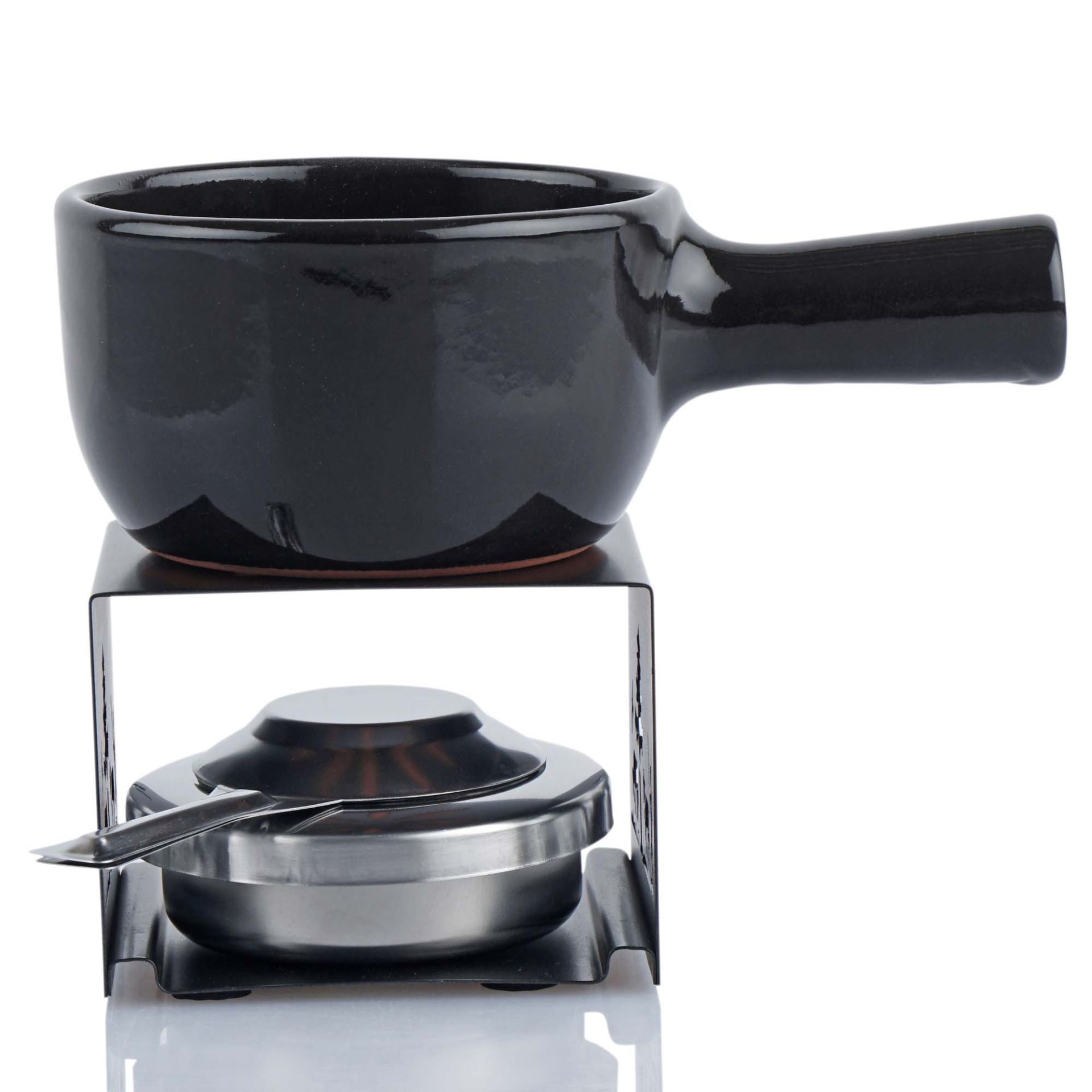 Geniesse stilvoll: Mini Rechaud mit Caquelon in Schwarz